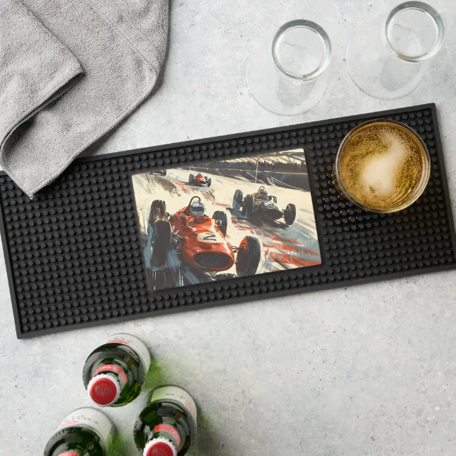 Retro Car Racing Bar Mat | Zazzle