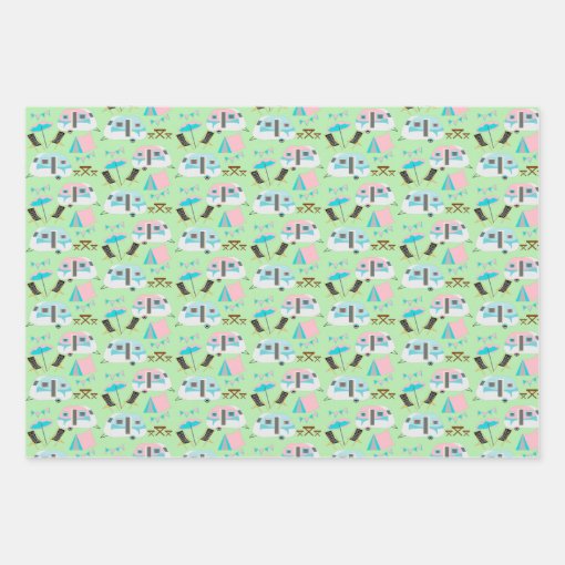 Retro Caravan Camping Cute P Wrapping Paper Sheets | Zazzle