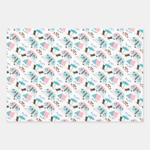 Retro Caravan Camping Cute P Wrapping Paper Sheets | Zazzle
