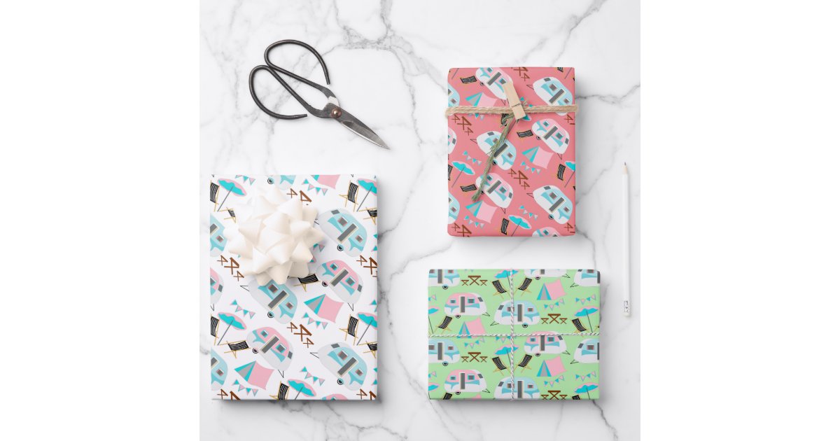 Retro Caravan Camping Cute P Wrapping Paper Sheets | Zazzle