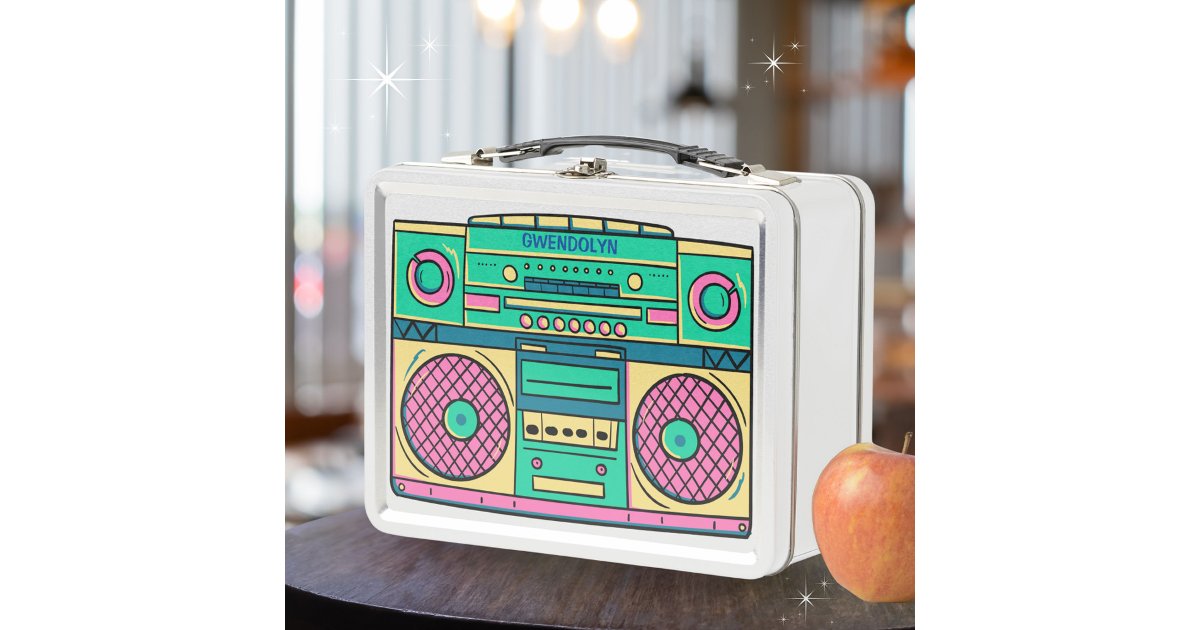 Retro Cartoon Boombox Custom Metal Lunch Box | Zazzle