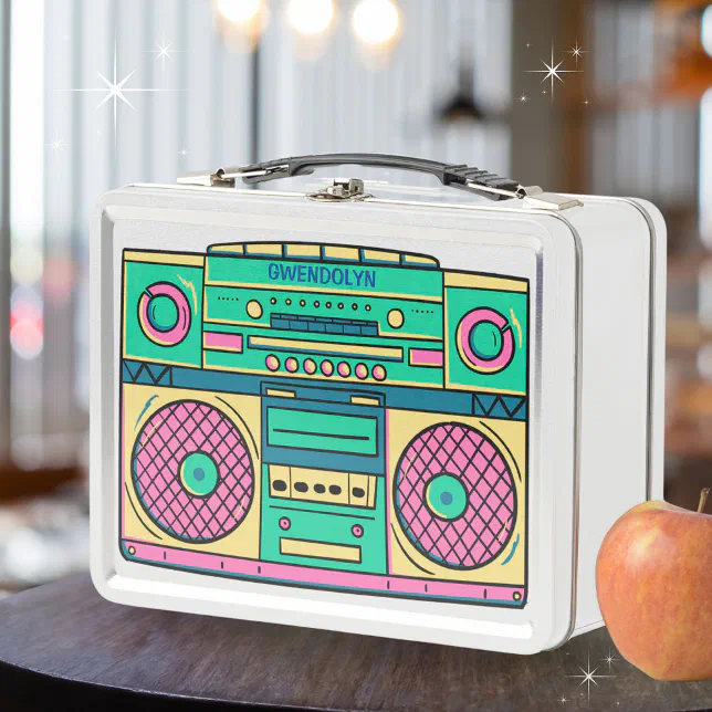 Retro Cartoon Boombox Custom Metal Lunch Box | Zazzle