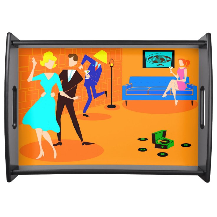 Retro Cartoon Cocktail Party Serving Tray | Zazzle