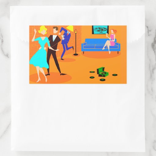 Retro Cartoon Cocktail Party Stickers | Zazzle