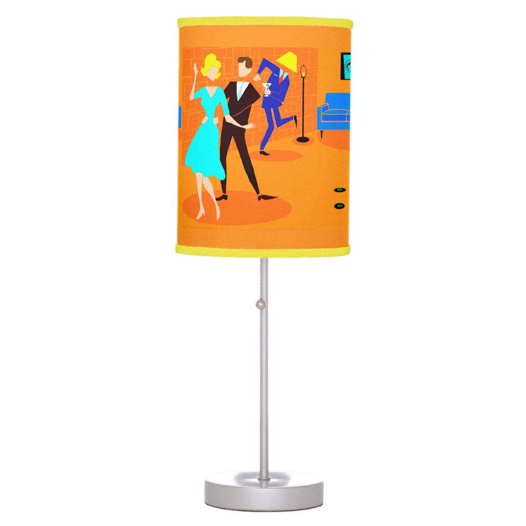 Retro Cartoon Cocktail Party Table Lamp | Zazzle