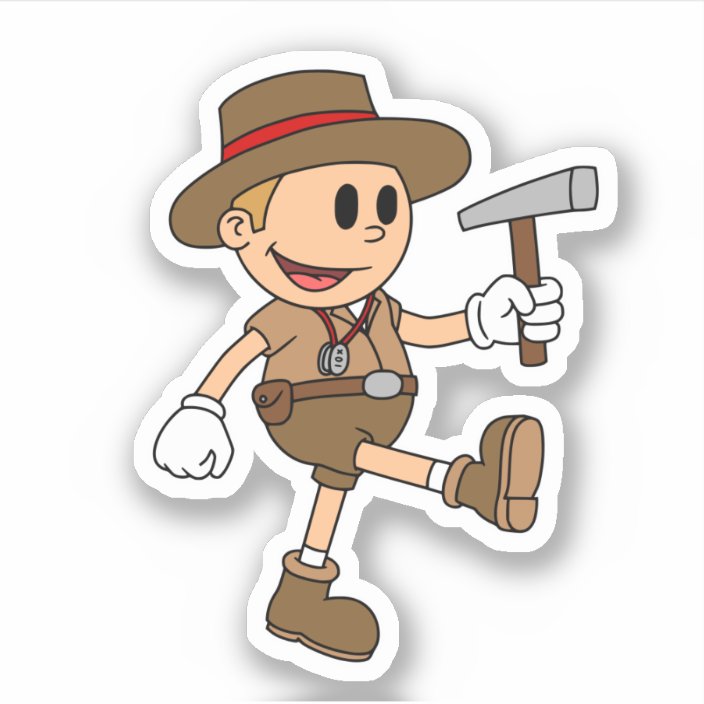 Retro Cartoon Geologist (Color) Vinyl Sticker | Zazzle.com
