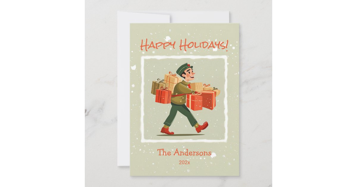 Retro Cartoon Postman Flat Holiday Card | Zazzle
