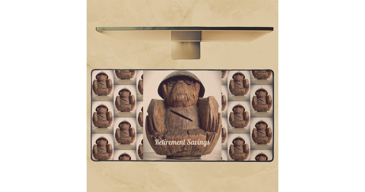 Retro Carved Coconut Monkey Bank Kitschy Desk Mat | Zazzle