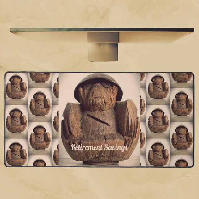 Retro Carved Coconut Monkey Bank Kitschy Desk Mat | Zazzle