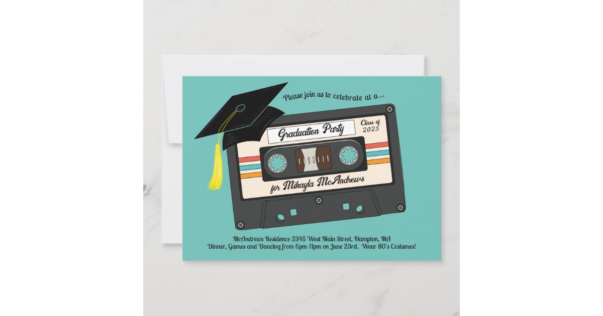 Retro Cassette Mixed Tape Graduation Party Invitation | Zazzle