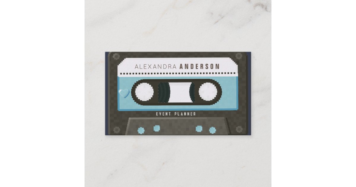 Retro Cassette Tape Music Blue Business Card | Zazzle