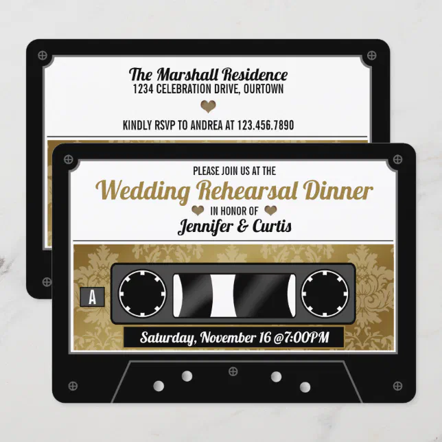 Retro Cassette Tape Wedding Rehearsal Dinner Invit Invitation | Zazzle