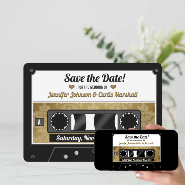 Retro Cassette Tape Wedding Save the Date Invitation | Zazzle