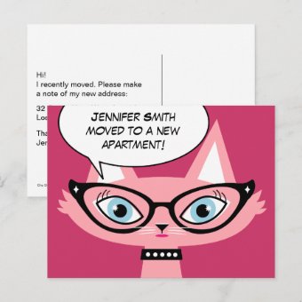 Retro Cat Cartoon "I moved" New Address Postcard | Zazzle