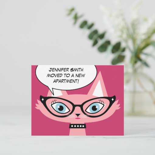 Retro Cat Cartoon "I moved" New Address Postcard | Zazzle