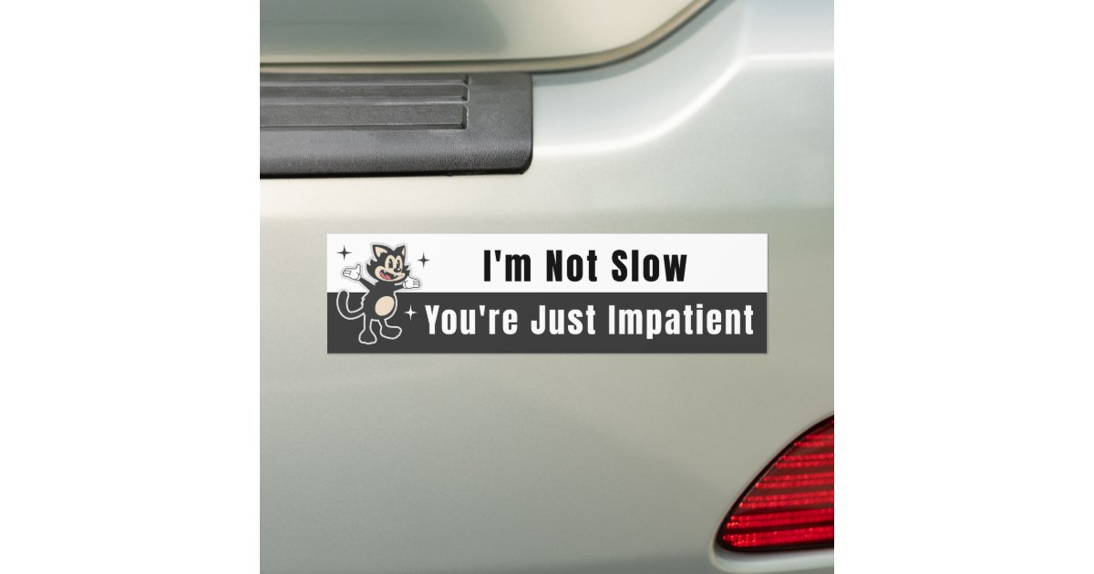 Retro Cat - I'm Not Slow Bumper Sticker | Zazzle