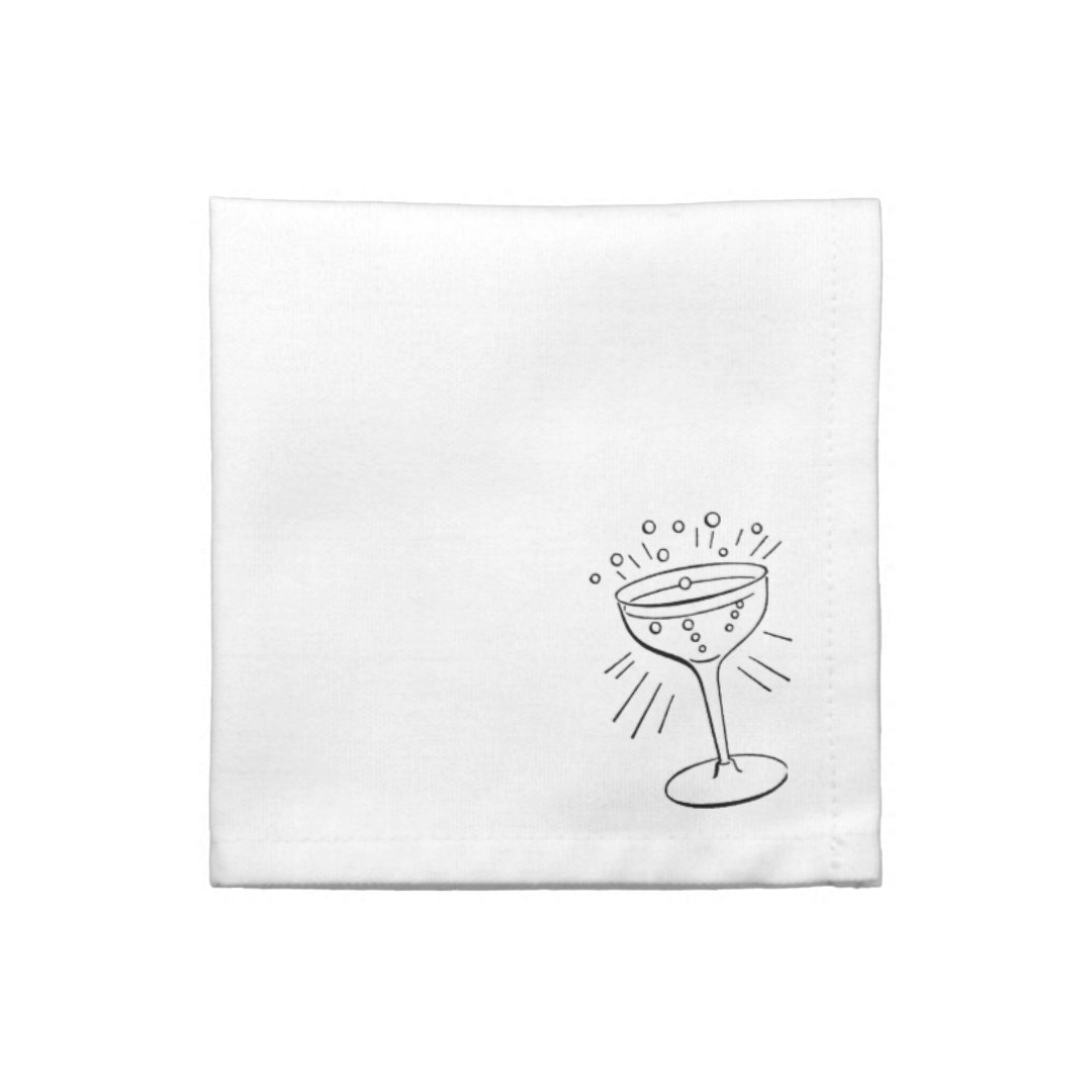 Retro Champagne Glass Cloth Napkin | Zazzle