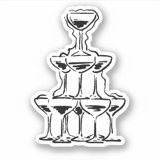 Retro Champagne Tower Wedding Sticker | Zazzle