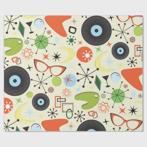 Retro Checker 50's Fifties Theme Birthday Party Wrapping Paper | Zazzle