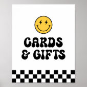 Retro Checker Happy Face Birthday Cards and Gifts Poster | Zazzle