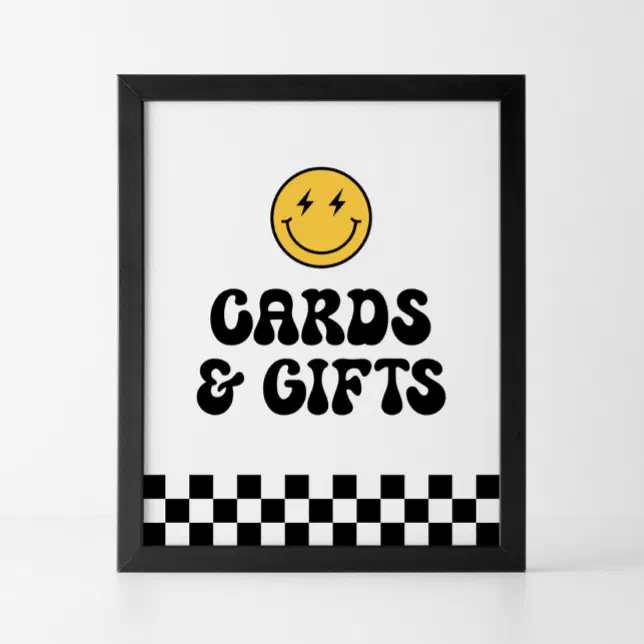 Retro Checker Happy Face Birthday Cards and Gifts Poster | Zazzle