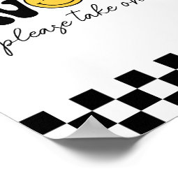 Retro Checker Happy Face Birthday Favors Sign | Zazzle