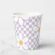 Retro Checker Lilac Daisy birthday Paper Cups | Zazzle