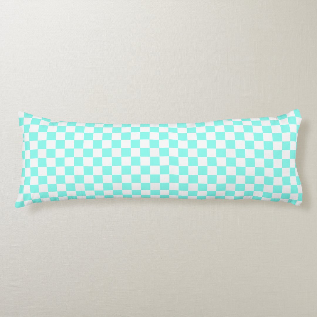 Retro Checkerboard, Aqua & White Body Pillow | Zazzle