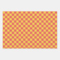 Retro Checkerboard Pattern Bright Yellow Orange Wrapping Paper Sheets ...