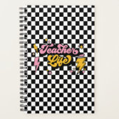 Retro Checkered Black and White Teacher Life Planner | Zazzle
