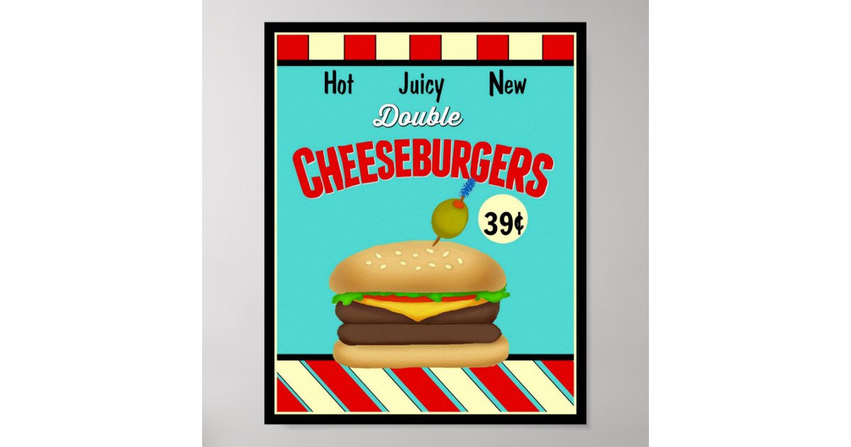 Retro Cheeseburger Sign | Zazzle