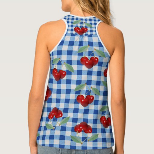 Retro Cherries All-Over Print Racerback Tank Top | Zazzle