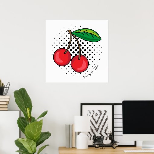 Retro Cherries Comic Book Food Pop Art Poster | Zazzle