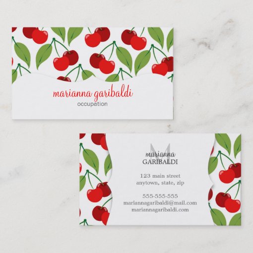 Retro Cherries Profissional Business Card | Zazzle