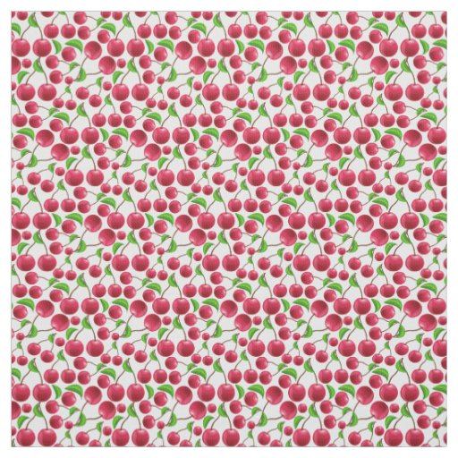 Retro Cherries Vintage Cherry Pattern Fabric | Zazzle