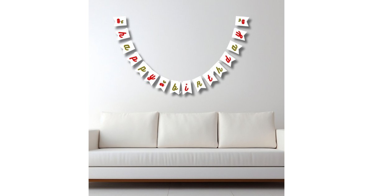 Retro Cherry 1st Birthday Bunting Flags | Zazzle