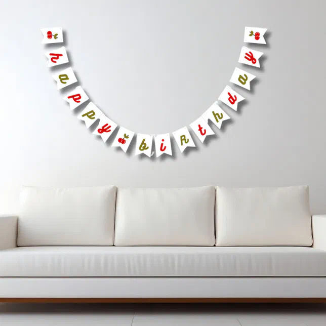 Retro Cherry 1st Birthday Bunting Flags | Zazzle