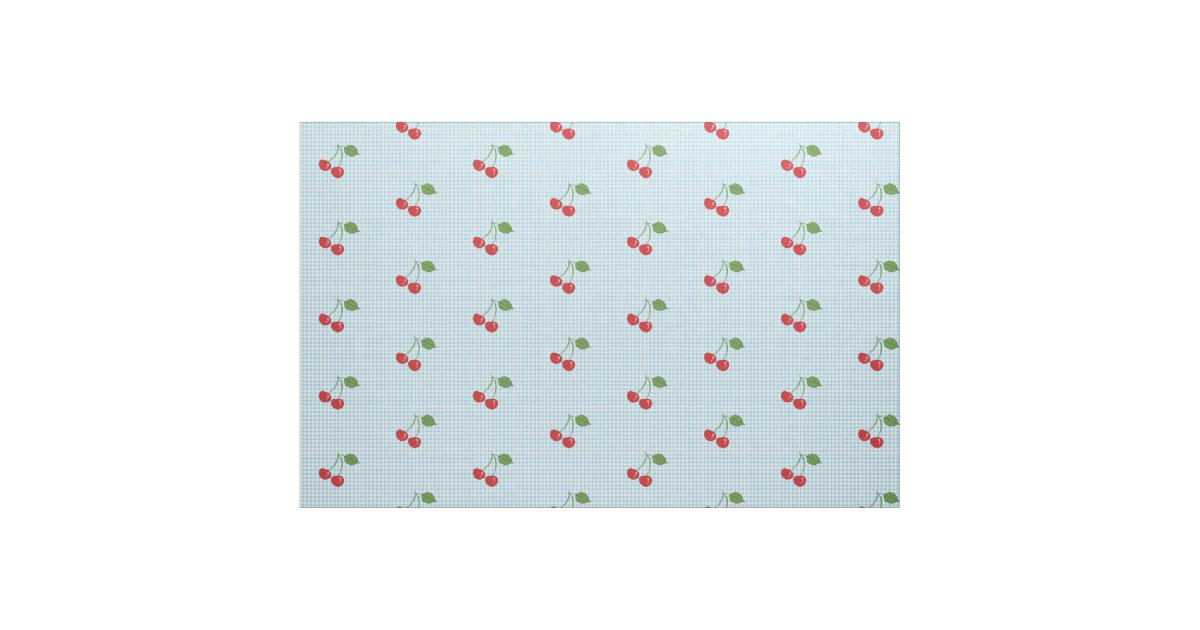 Retro Cherry Gingham Pattern Fabric | Zazzle