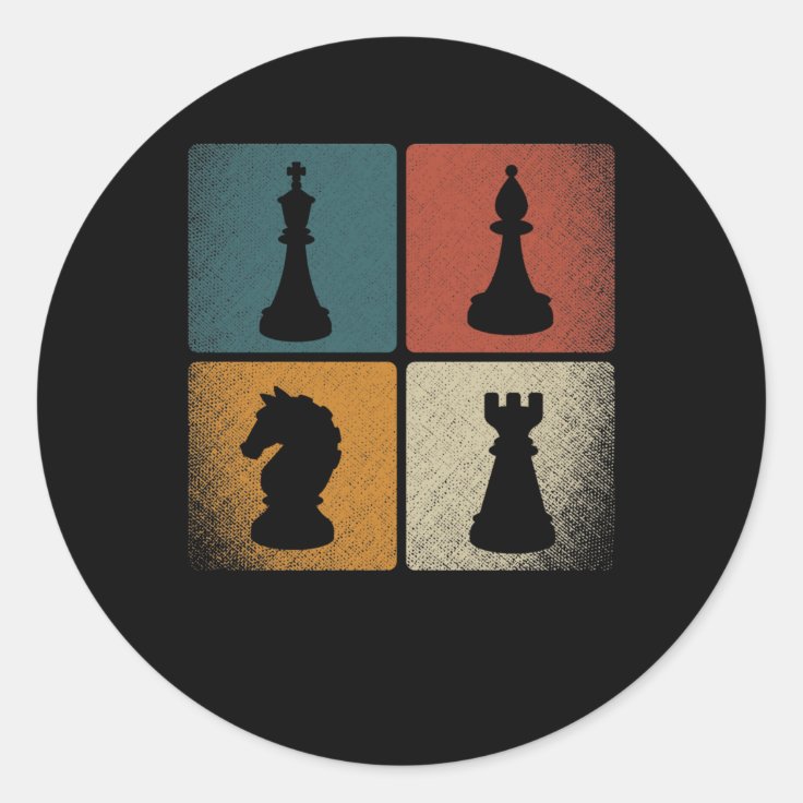 Retro Chess Pieces Crew Vintage Chess Lover Classic Round Sticker | Zazzle