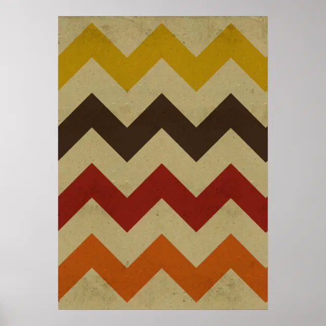 Retro chevron zigzag stripes zig zag pattern poster | Zazzle