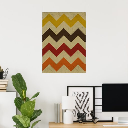 Retro chevron zigzag stripes zig zag pattern poster | Zazzle