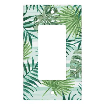Retro Chic Green Palm Leaves Watercolor Art Light Switch Cover | Zazzle