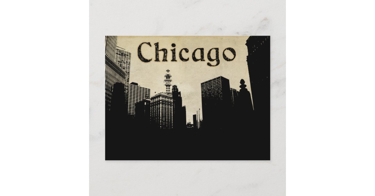 Retro Chicago Skyline Artwork Postcard | Zazzle