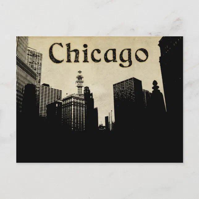 Retro Chicago Skyline Artwork Postcard | Zazzle