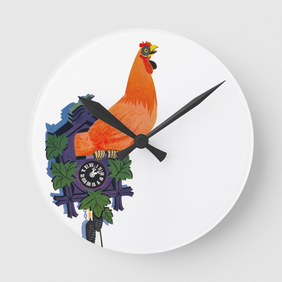 Retro Chicken Coo-Coo Clock Rooster Time Vintage | Zazzle