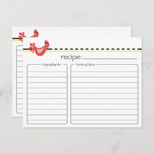 Retro Chicken Recipe Card | Zazzle
