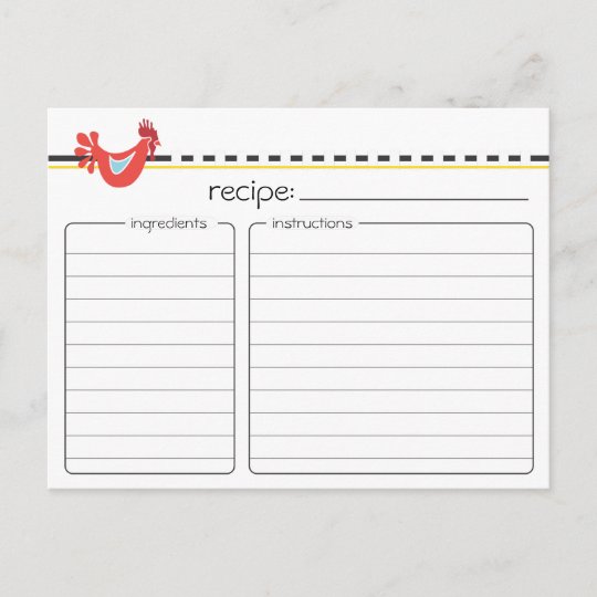 Retro Chicken Recipe Card | Zazzle.com