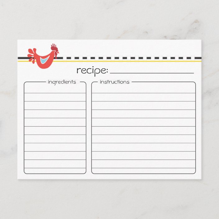 Retro Chicken Recipe Card | Zazzle.com