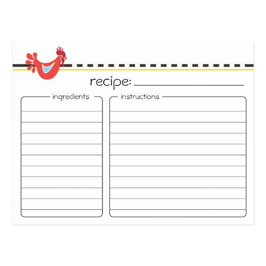 Retro Chicken Recipe Card | Zazzle.com