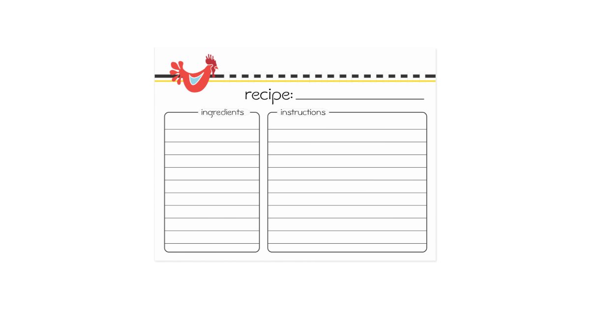 Retro Chicken Recipe Card | Zazzle.com